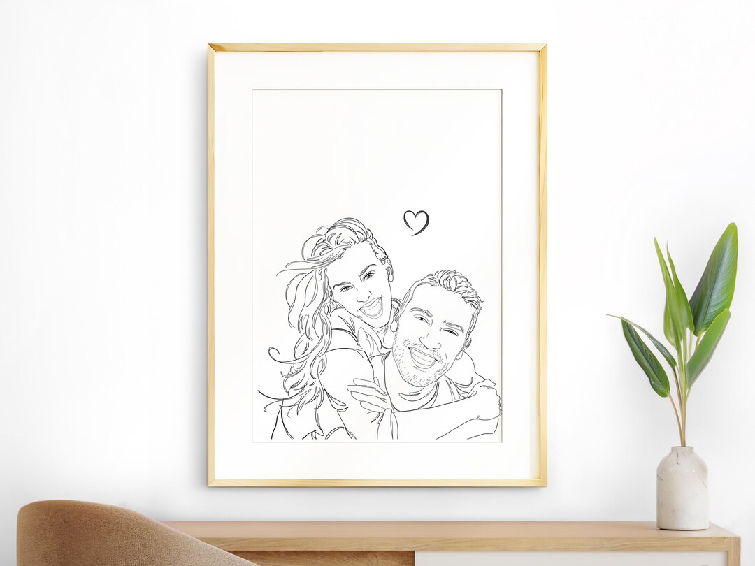 Custom Couple Line Art, Line Drawing From Photo, Gift for Him, Custom ...