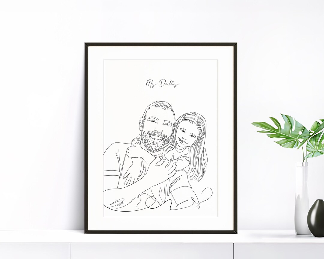 Dad and Daughter Portrait, Custom Drawing From Photo, Personalized Gift ...