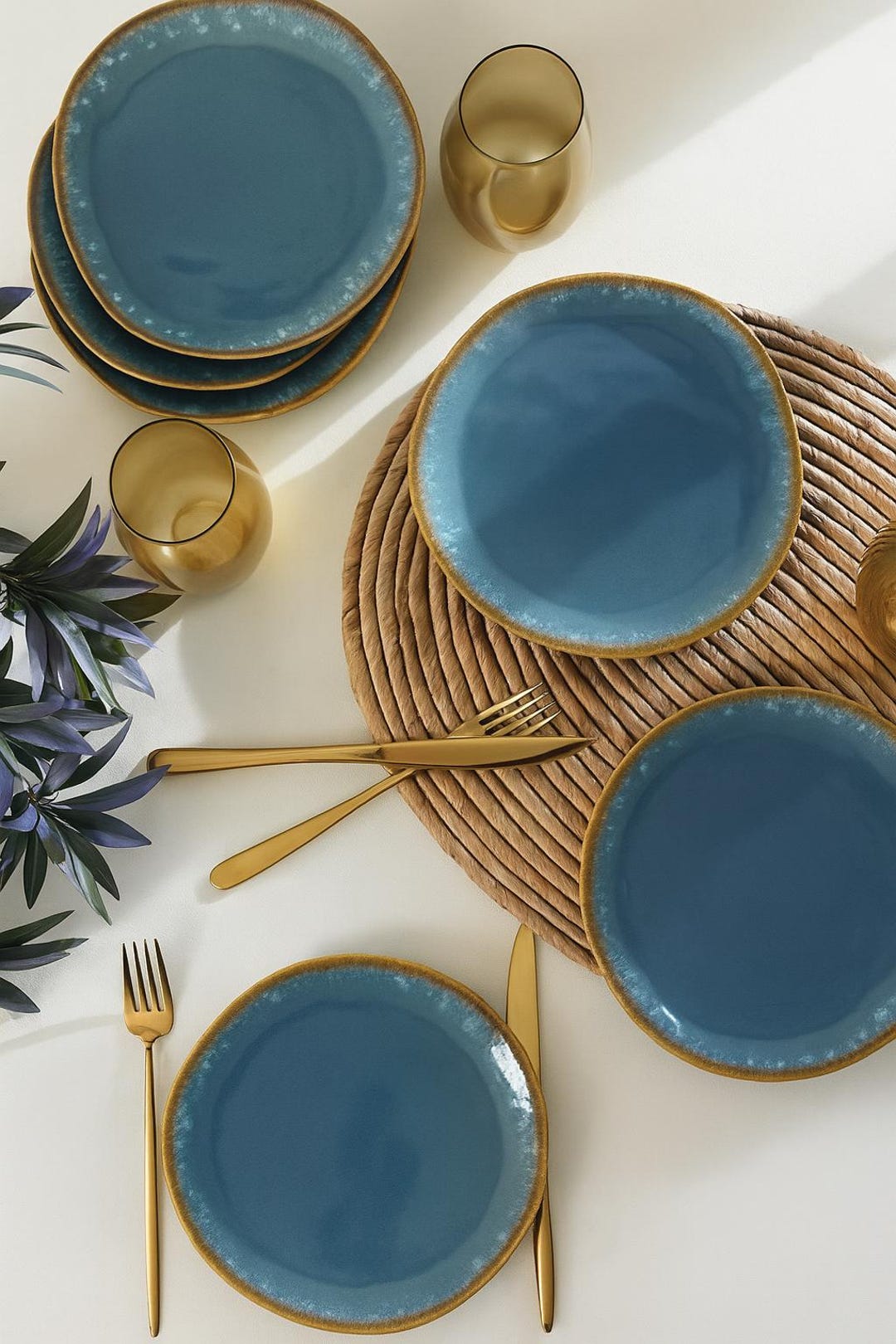 Set of 6 French Cottage Pastel Blue Ceramic Plates – 20cm Handmade ...