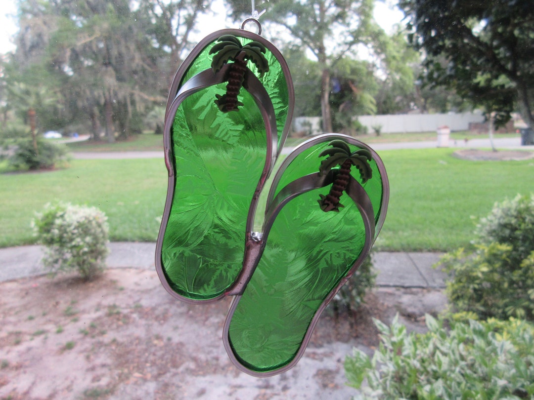 Palm Tree Flip Flops Stained Glass Tropical Beach Florida California - Etsy
