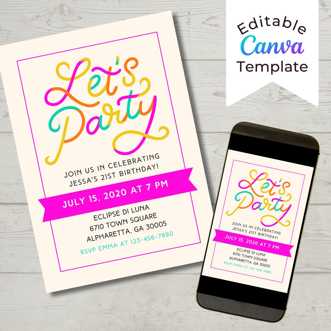 Editable Party Invitation Template, Special Event Invitation Template ...