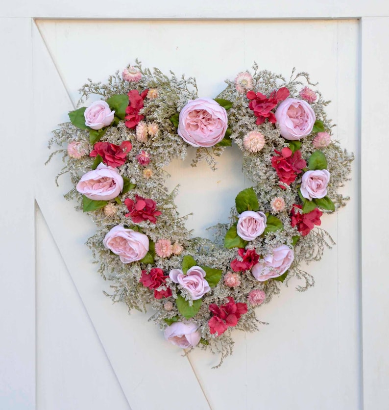 The Enduring Valentine | Pink Silk Roses and Dried German Statice and ...