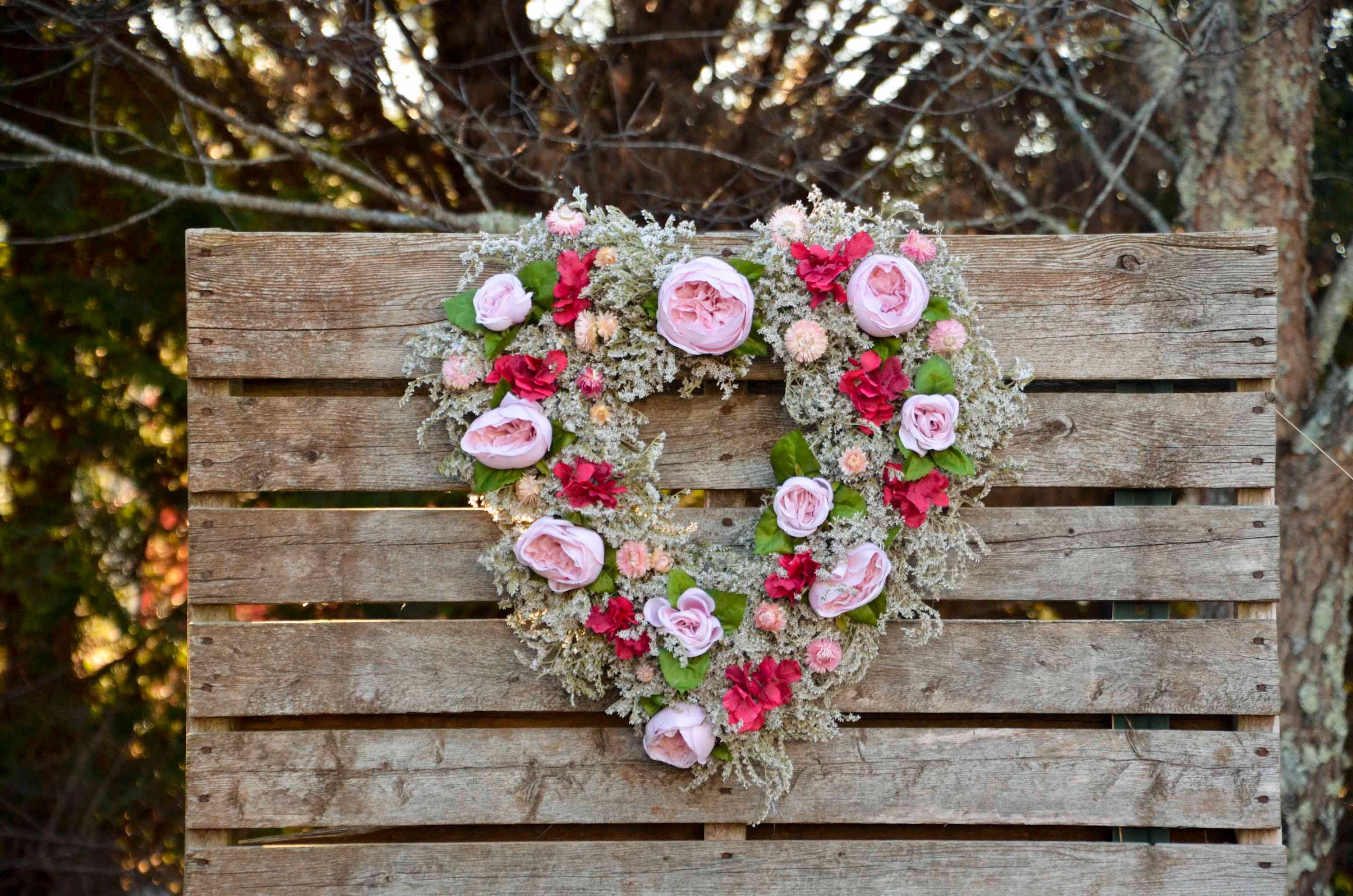 The Enduring Valentine | Pink Silk Roses and Dried German Statice and ...
