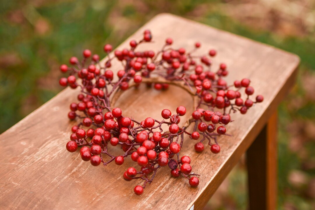Berry Candle Ring, Holiday Table Centerpiece, Small Candle Ring ...