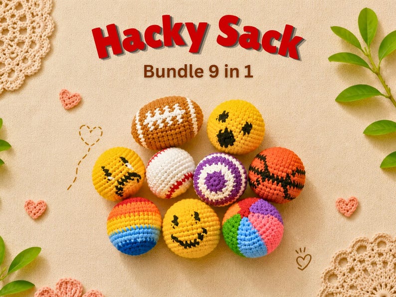 Hacky Sack Crochet Pattern Bundle 9 in 1 Amigurumi Designs PDF ...