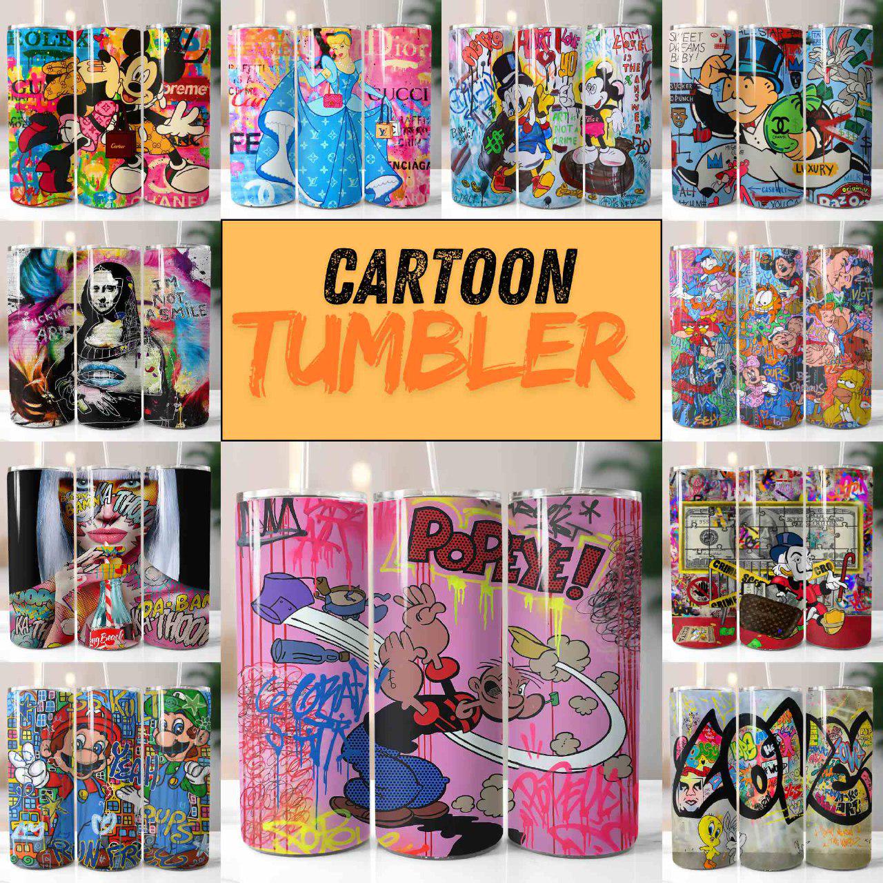 18 Cartoon Tumbler 20 Oz Design Png Bundle, 90s Cartoon Tumbler Png ...