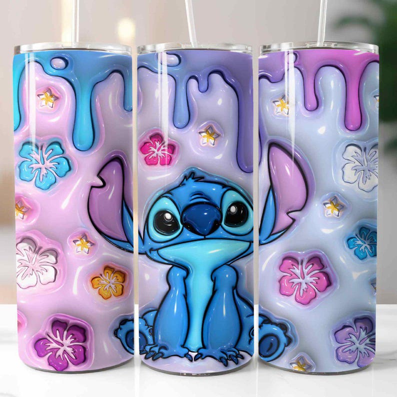 Paquete De Envolturas Para Vasos De Stitch Diseño De Vaso De Stitch Inflado En 3d Png Dibujos