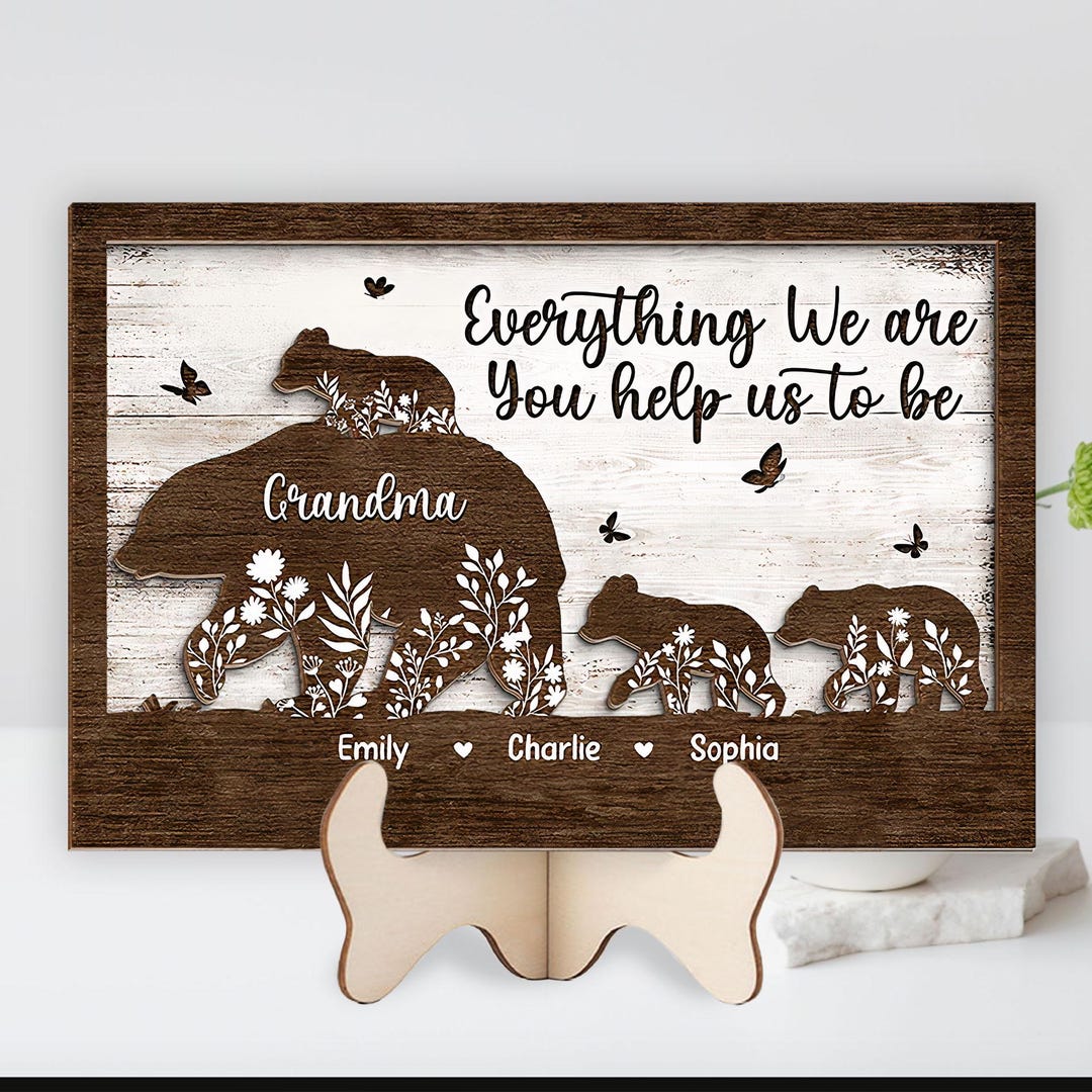 Personalized Mama Bear Wood 2 Layer Sign, Custom Mom Sign With Kids ...