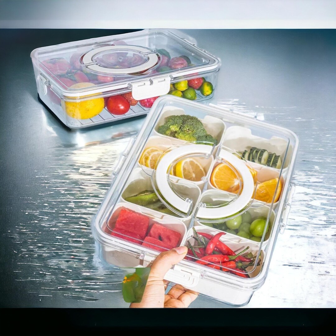 Divided Serving Tray With Lid and Handle, 8-compartment Snack Organiser ...