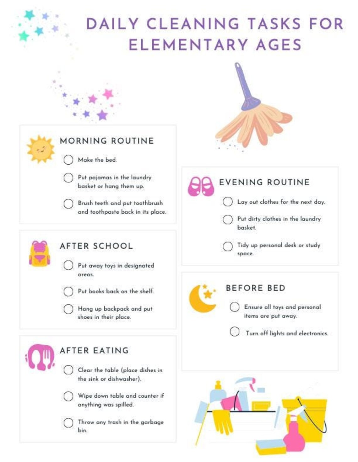 Daily Chore Checklist for Kids Printable Routine to Encourage ...
