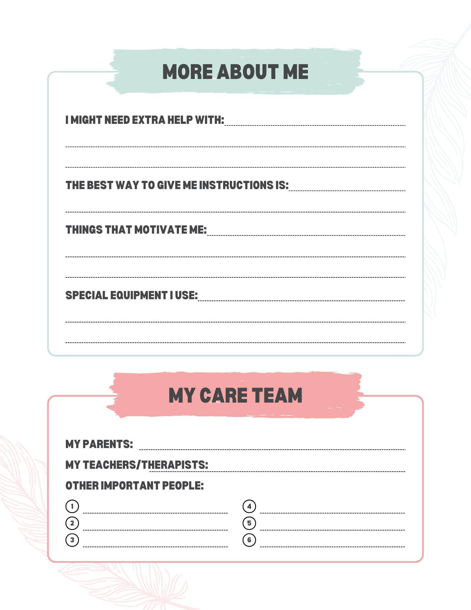 All About Me for Special Needs | 6-page Printable PDF | Personalize and ...