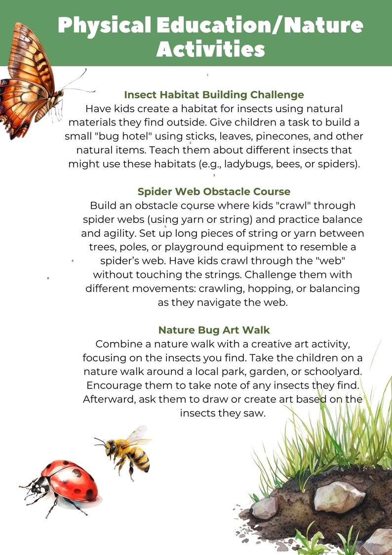 Insect Unit Study for K-2nd Grade: Word Search, Crossword, Art, Music ...