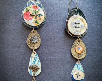 Upcycled Earrings With Vintage Elements, Leonardo Da Vinci - Etsy