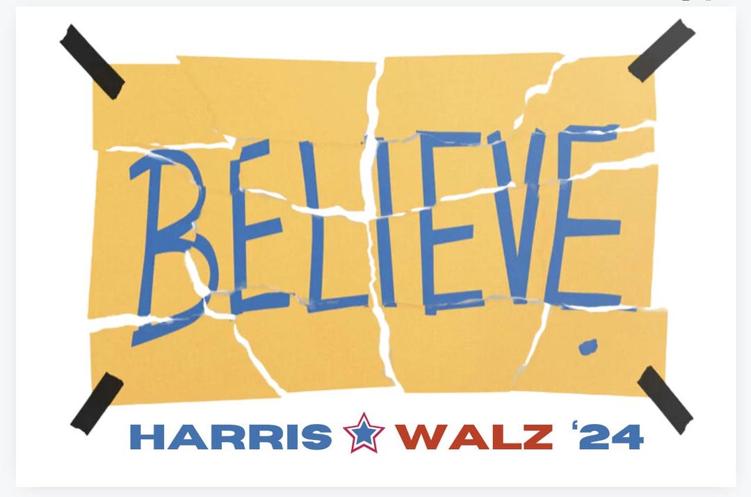 Ted Lasso believe Sticker: Harris / Walz 2024 - Etsy