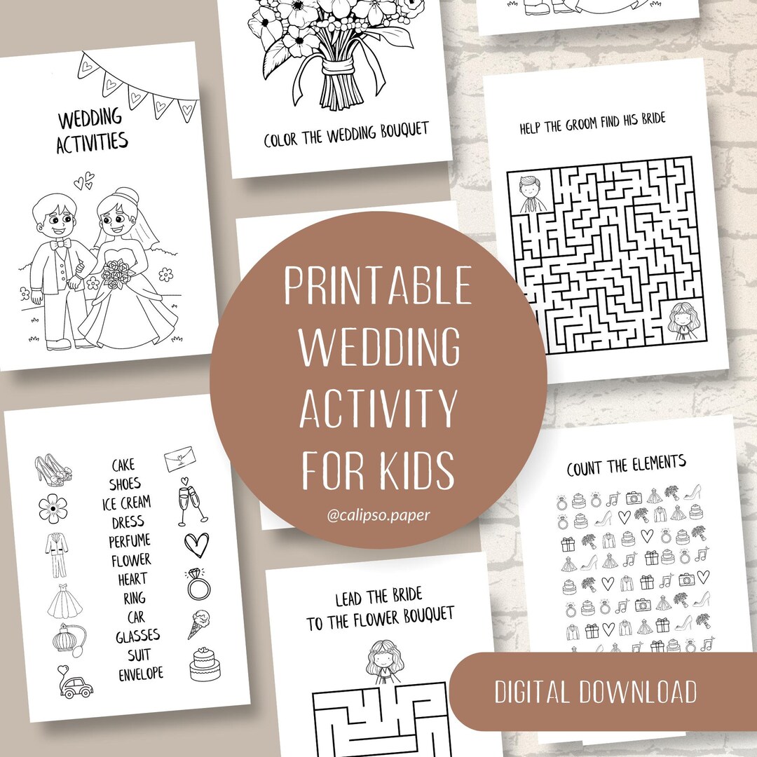 Kids Wedding Activity Printable Book English / Wedding Table Games ...
