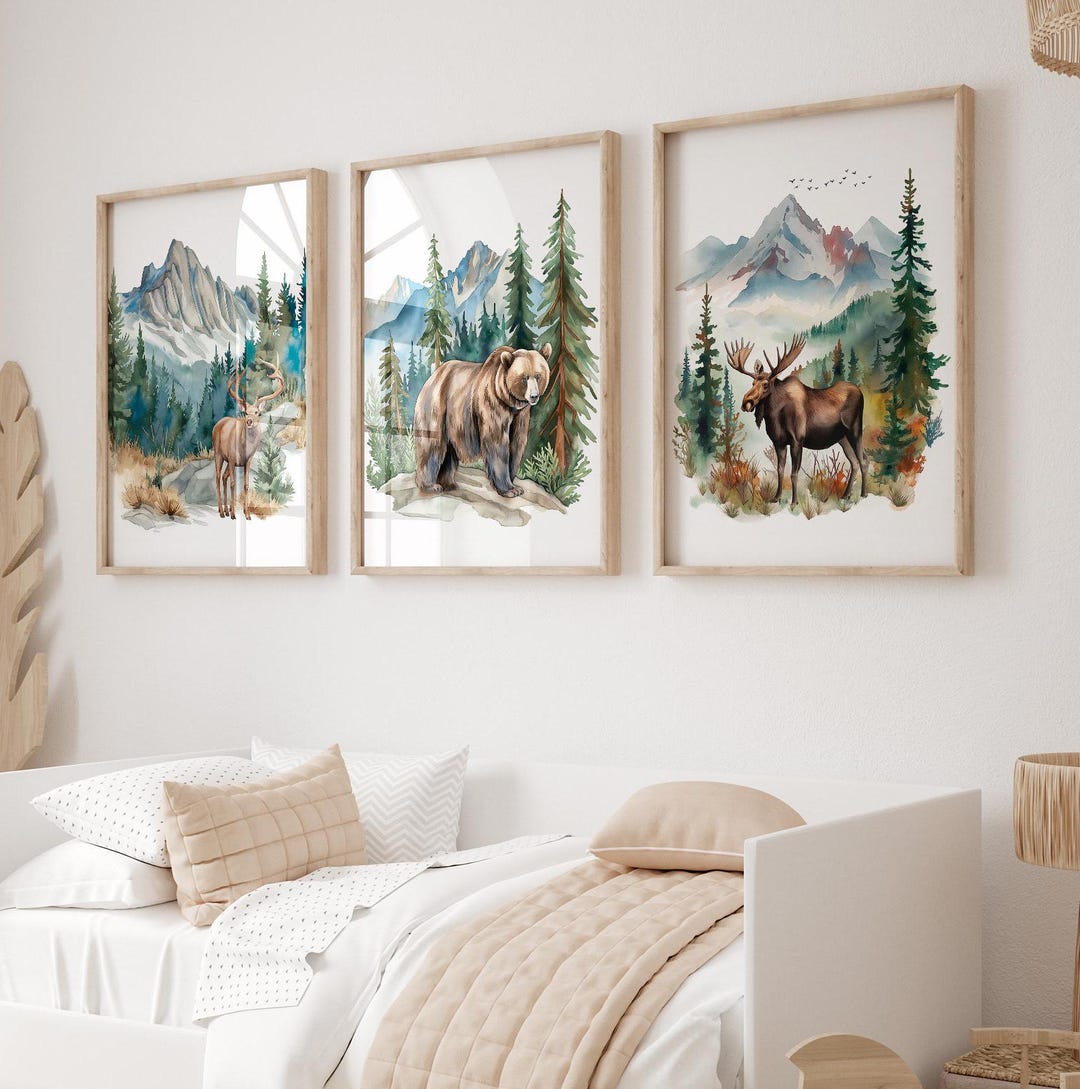 Set of 3 Wilderness Room Decor,mountain Nursery Prints ,adventure ...