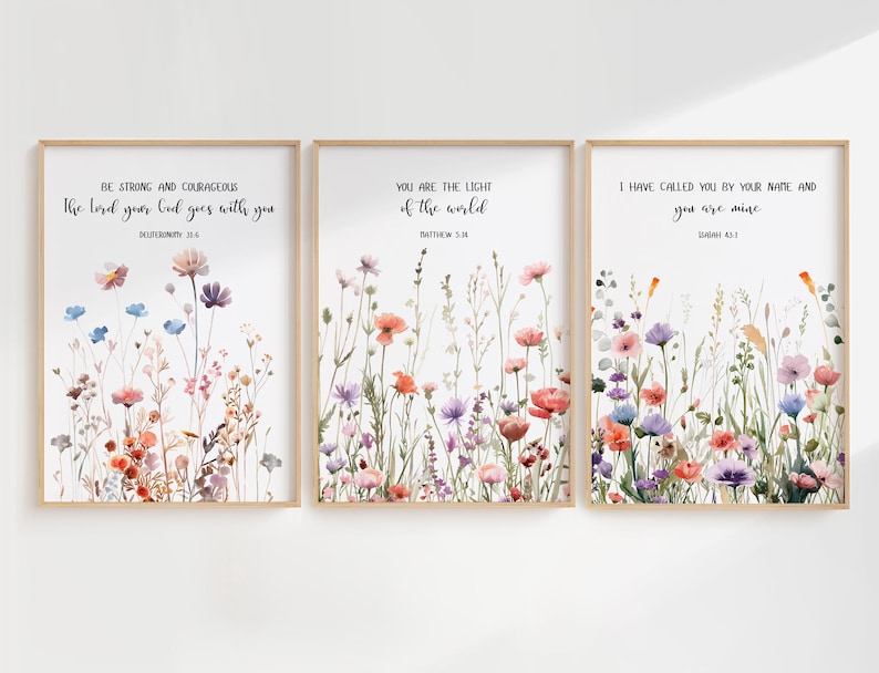 Set of 3 Bible Verse Art,boho Neutral Scripture Wall Art, Church ...