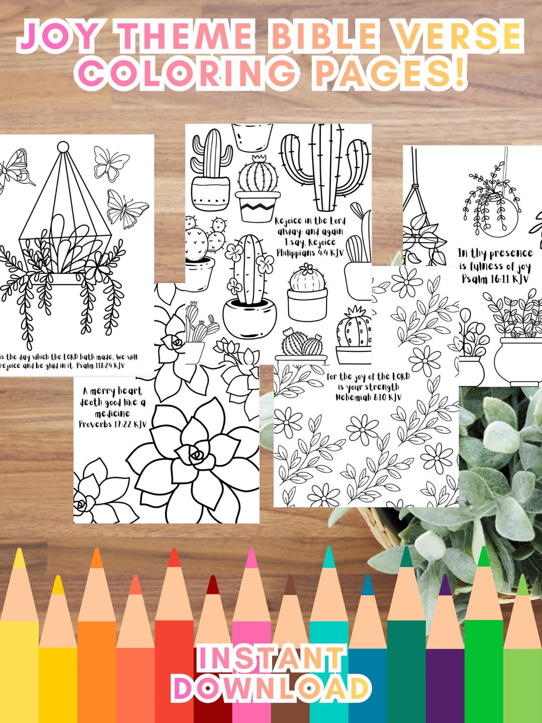 Bible Verse Coloring Pages Set of 5 | Christian Coloring Pages ...