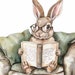 12 Bunny Reading Clipart, Watercolor Book Clip Art, Printable High ...