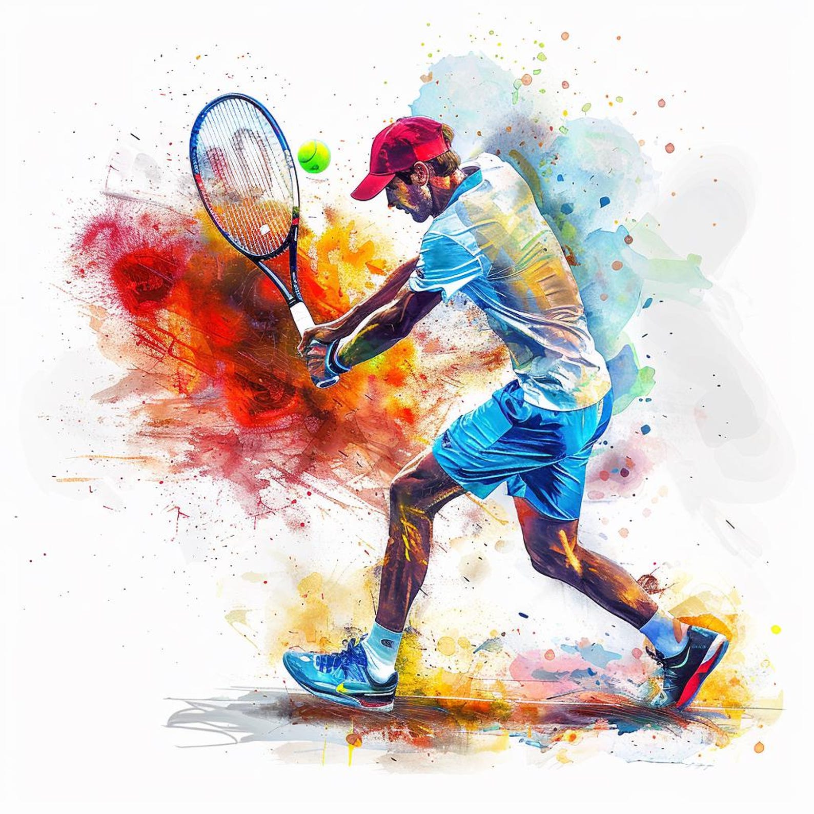 20 Tennis Player Clipart, Watercolor Tennis Sport Clip Art, Printable ...
