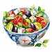 Greek Salad Clipart: Watercolor Food Art, Printable Jpgs (digital ...