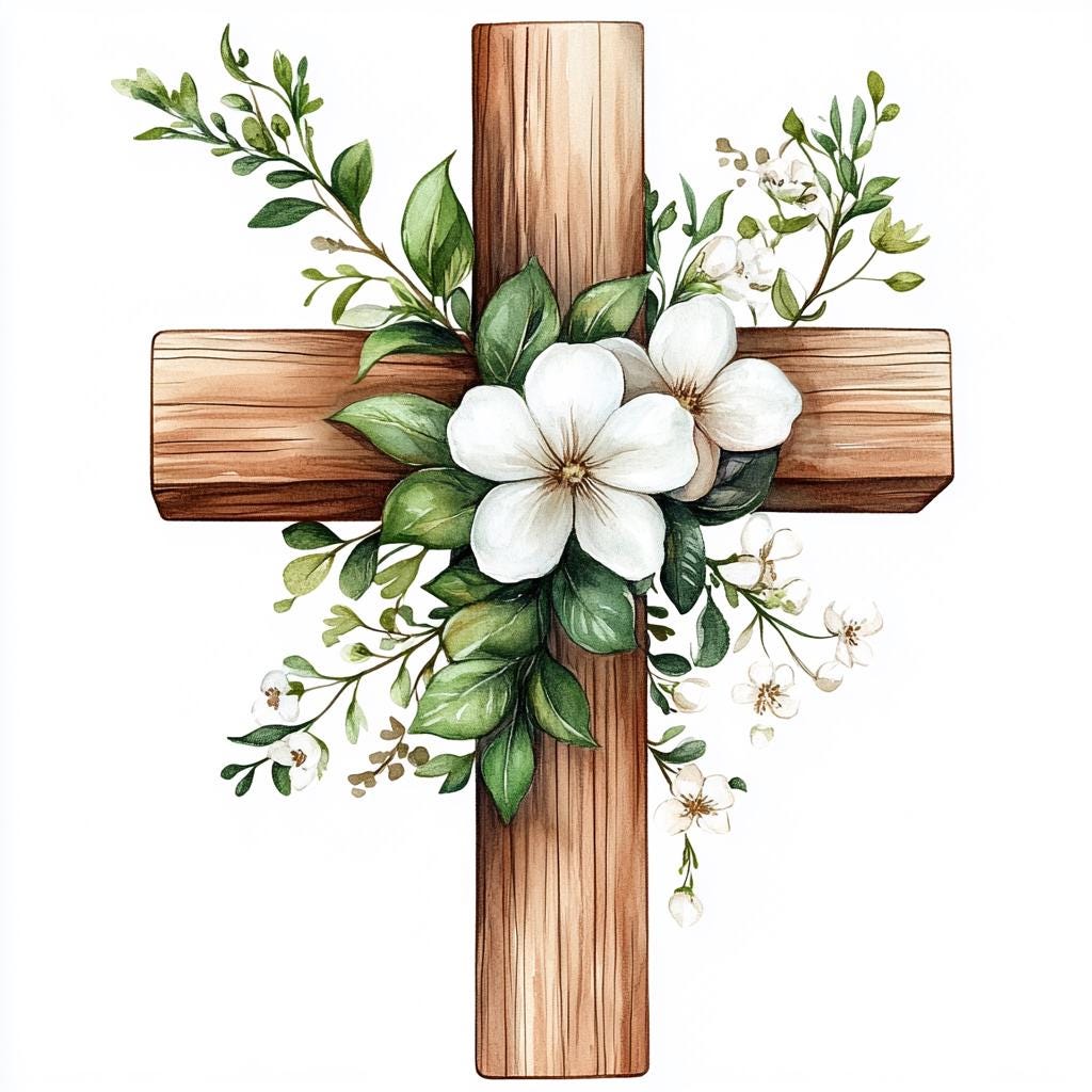 16 Easter Christian Cross Clipart, Watercolor Boxwood Cross Clip Art ...