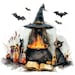 16 Halloween Witch Clipart, Watercolor Flaming Cauldron Clip Art ...