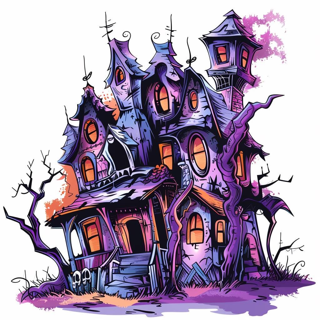 16 Haunted House Clipart, Watercolor Halloween Clip Art, Printable High ...