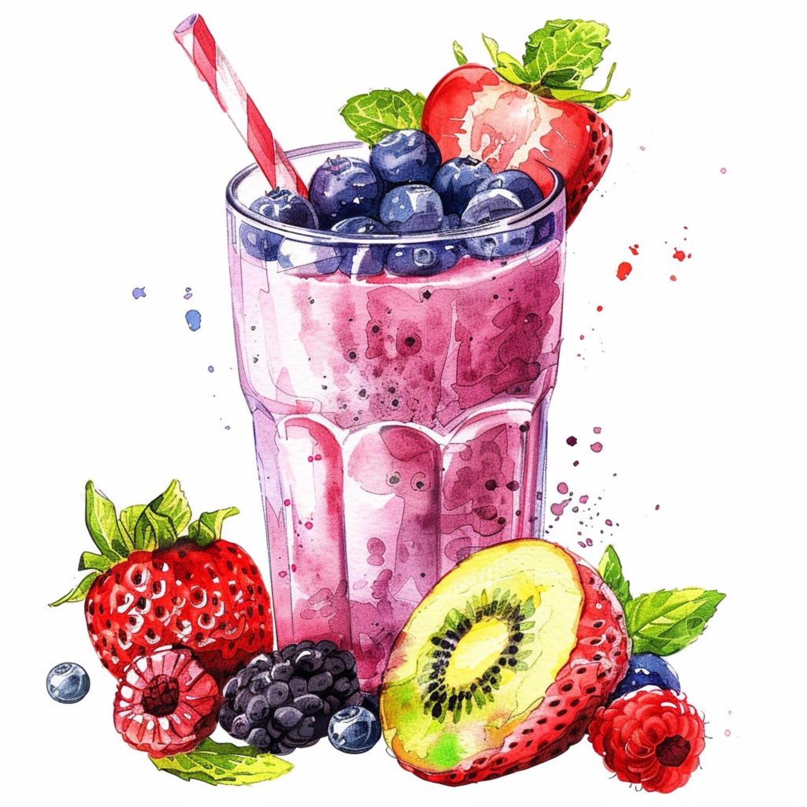 16 Fruit Smoothie Clipart, Watercolor Colorful Drink Clip Art ...