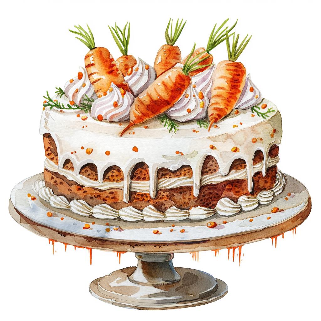 16 Carrot Cake Clipart, Watercolor Food Clip Art, Printable High ...