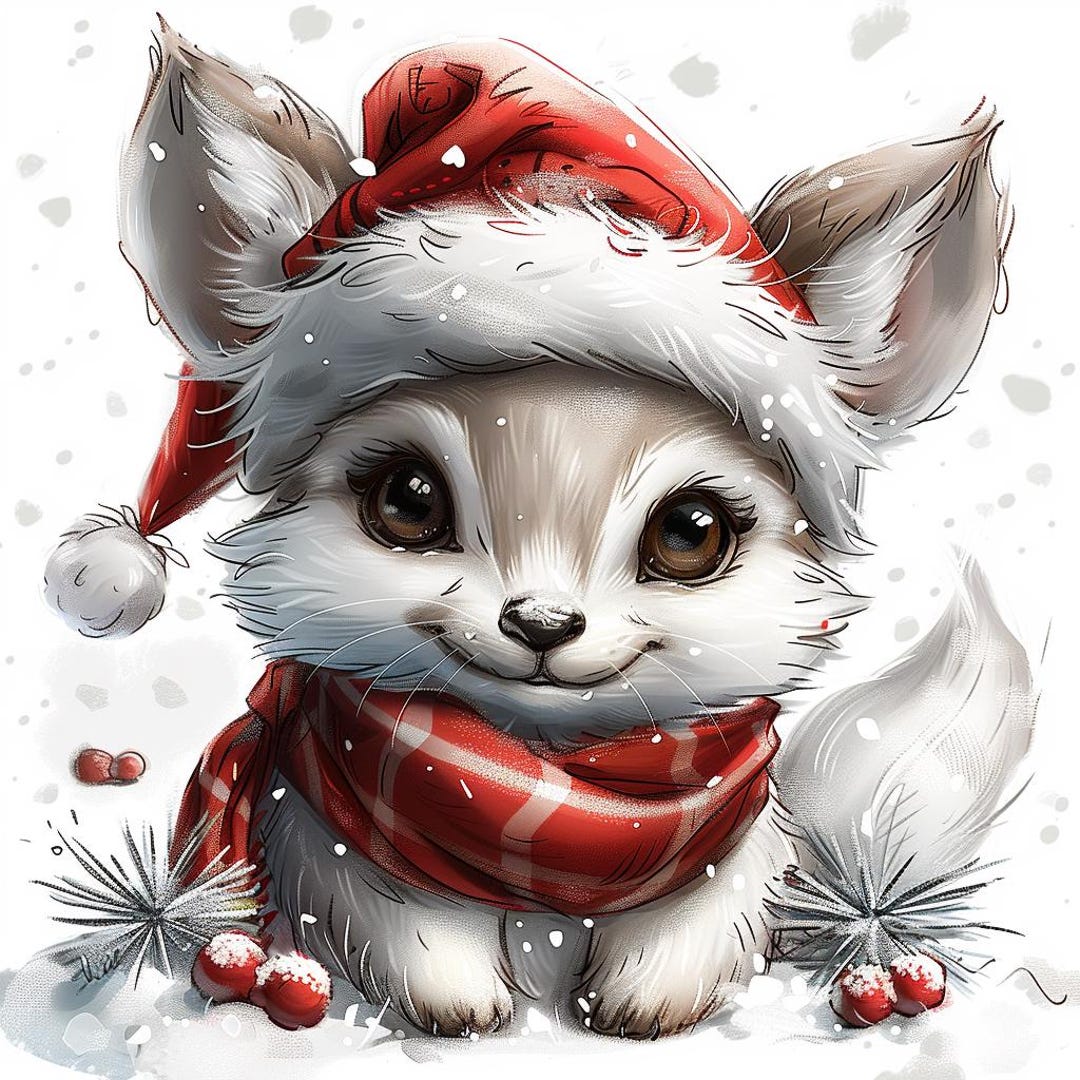 16 Christmas Forest Animal Clipart, Watercolor Winter Fox Clipart ...
