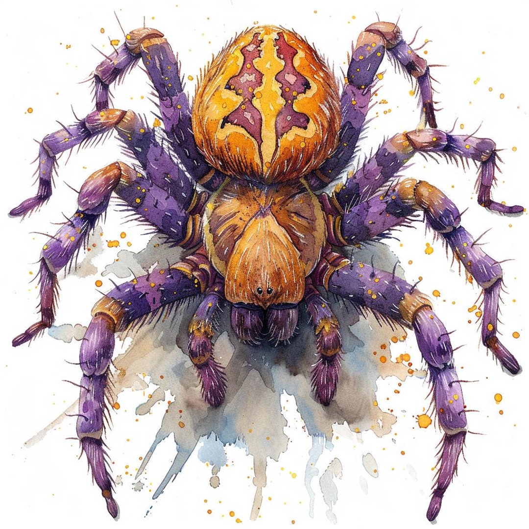 16 Spider Clipart, Watercolor Halloween Clip Art, Animal Printable High ...