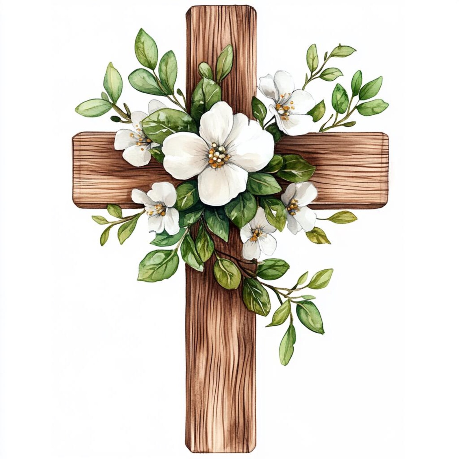 16 Easter Christian Cross Clipart, Watercolor Boxwood Cross Clip Art ...