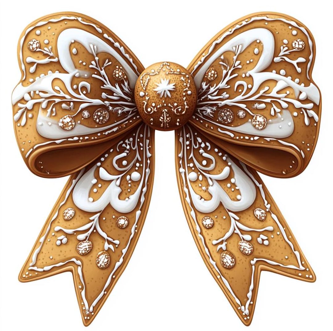 16 Gingerbread Bow Clipart, Watercolor Christmas Decor Clip Art ...