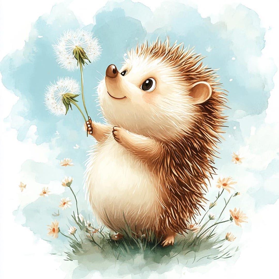 16 Cute Hedgehog Clipart, Watercolor Meadow Baby Hedgehog Clipart ...