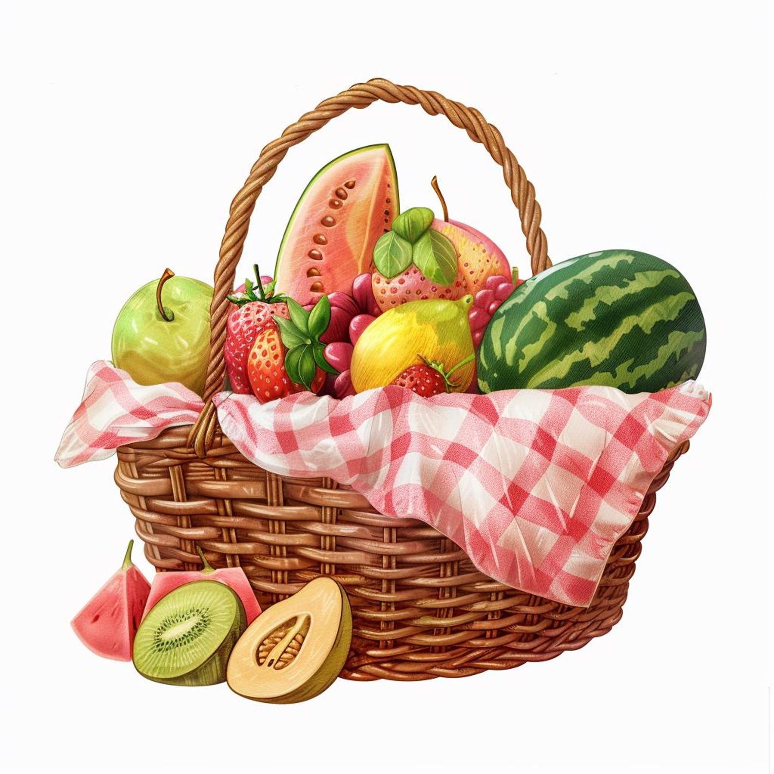 16 Picnic Basket Clipart, Watercolor Summer Picnic Clip Art, Printable ...