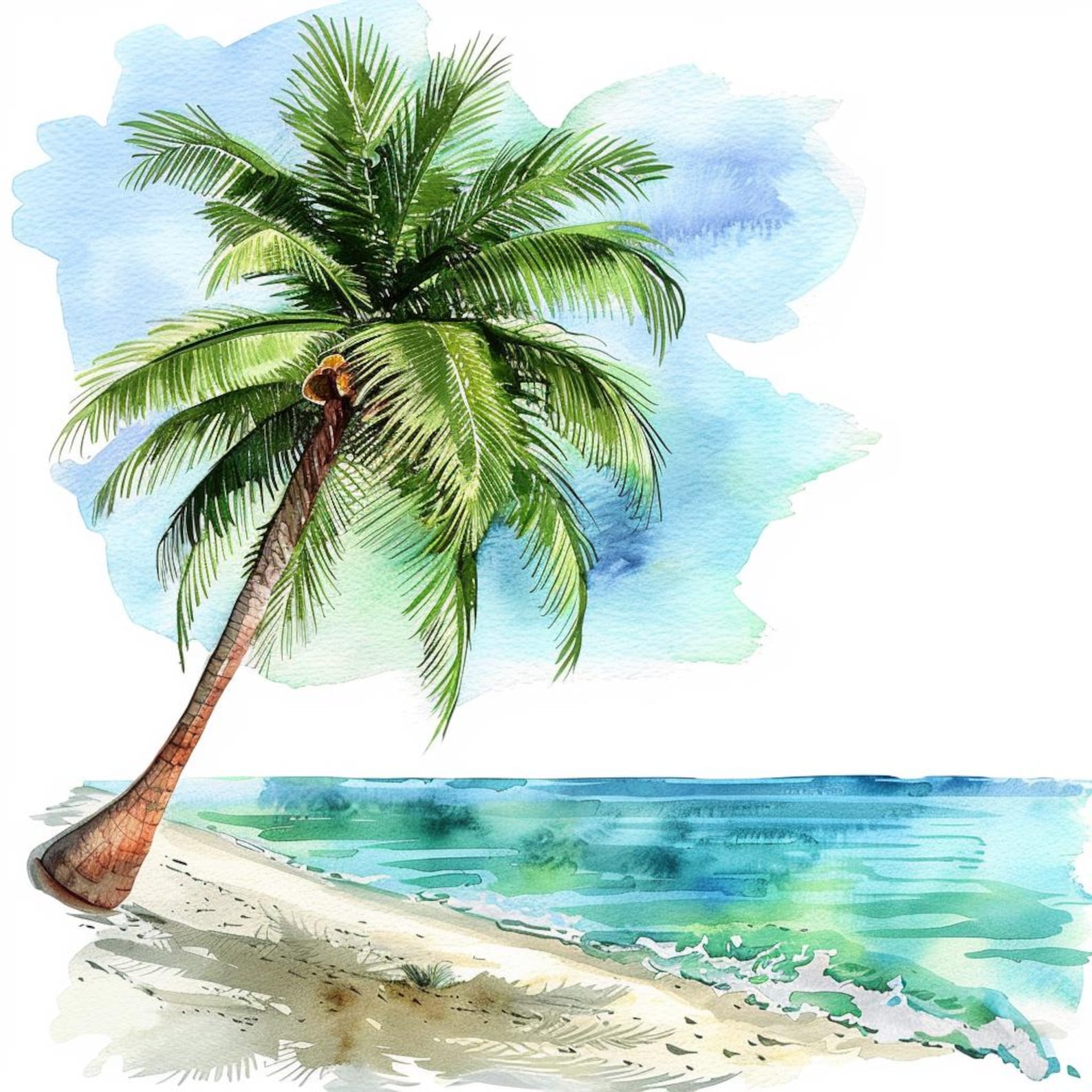 Watercolor Beach Palm Tree Clipart: Tropical Art, Junk Journals ...