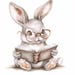 Watercolor Bunny Reading Clipart: Book Lover Art (digital Download) - Etsy