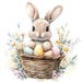 16 Bunny in Easter Basket Clipart, Watercolor Easter Egg Clip Art ...
