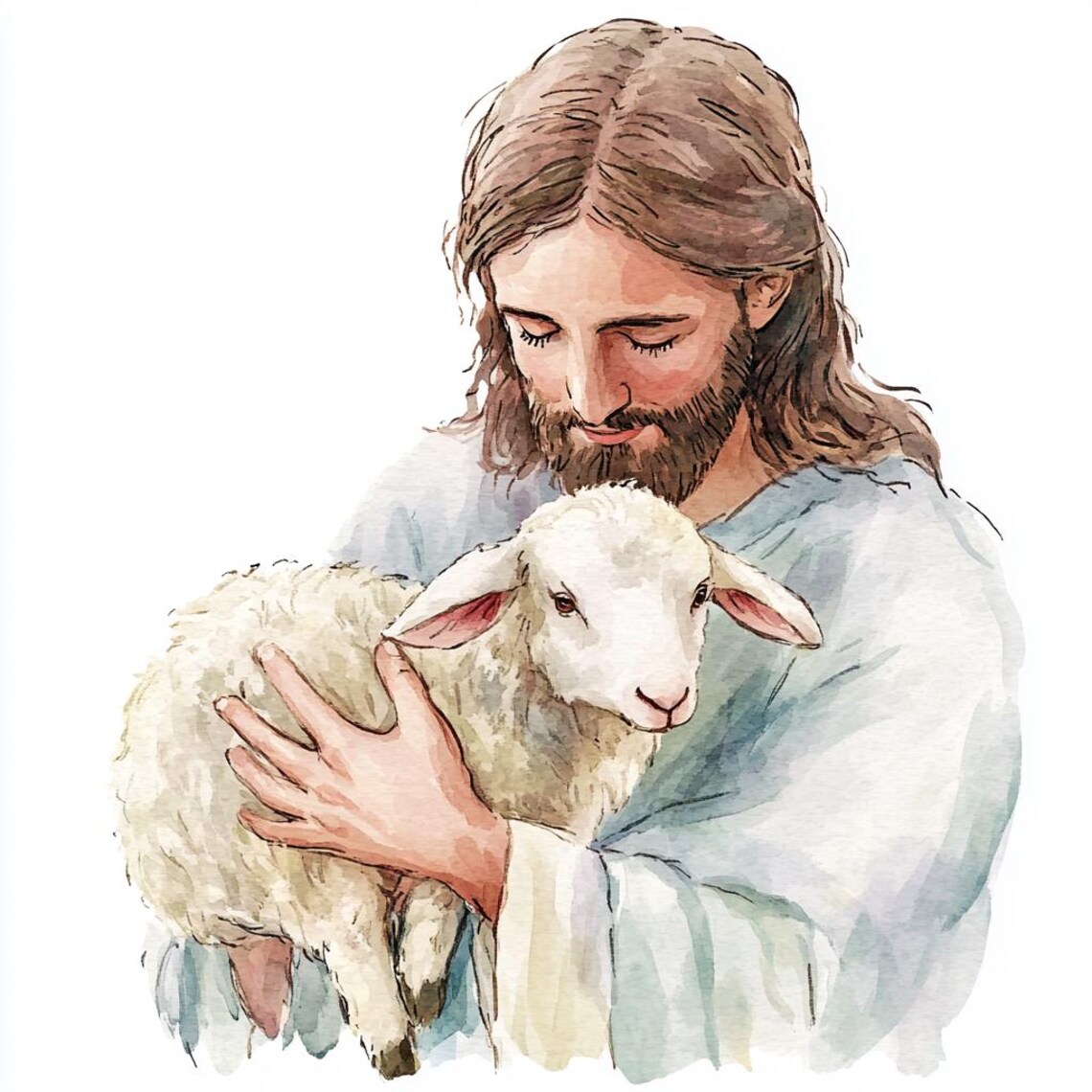 12 Jesus Christ Easter Clipart, Watercolor Easter Lamb Clip Art ...