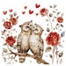 16 Owls in Love Clipart, Watercolor Bird Rose Clip Art, Printable High ...