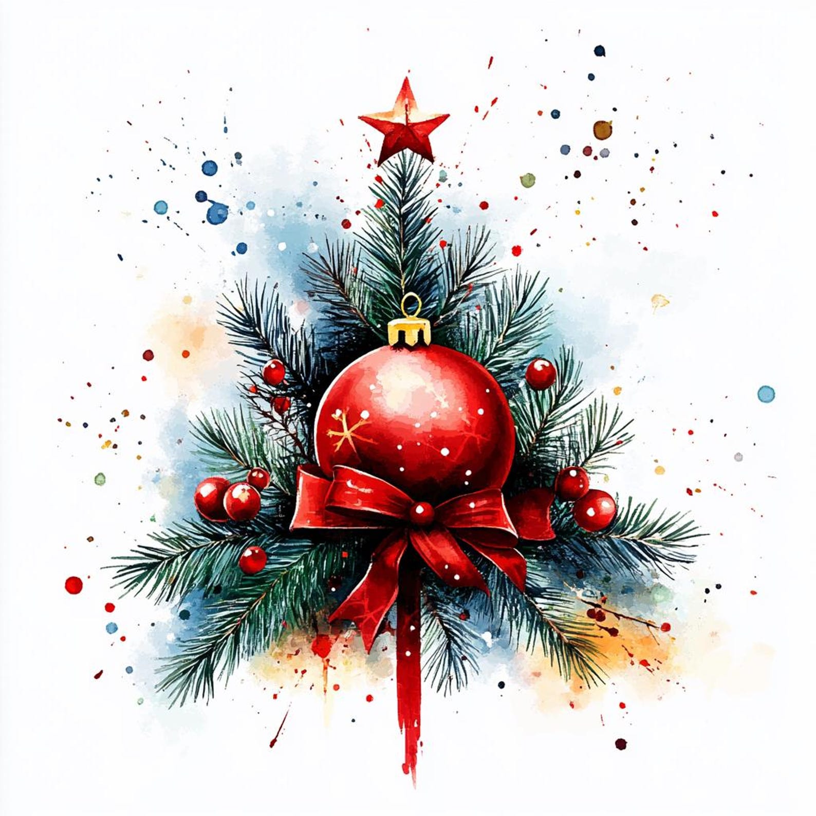 16 Christmas Bauble Decoration Clipart, Watercolor Winter Clipart ...