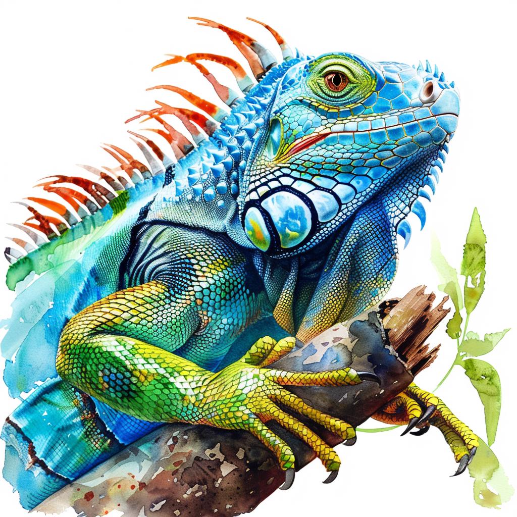 16 Colorful Iguana Clipart, Watercolor Iguana Clip Art, Printable High ...