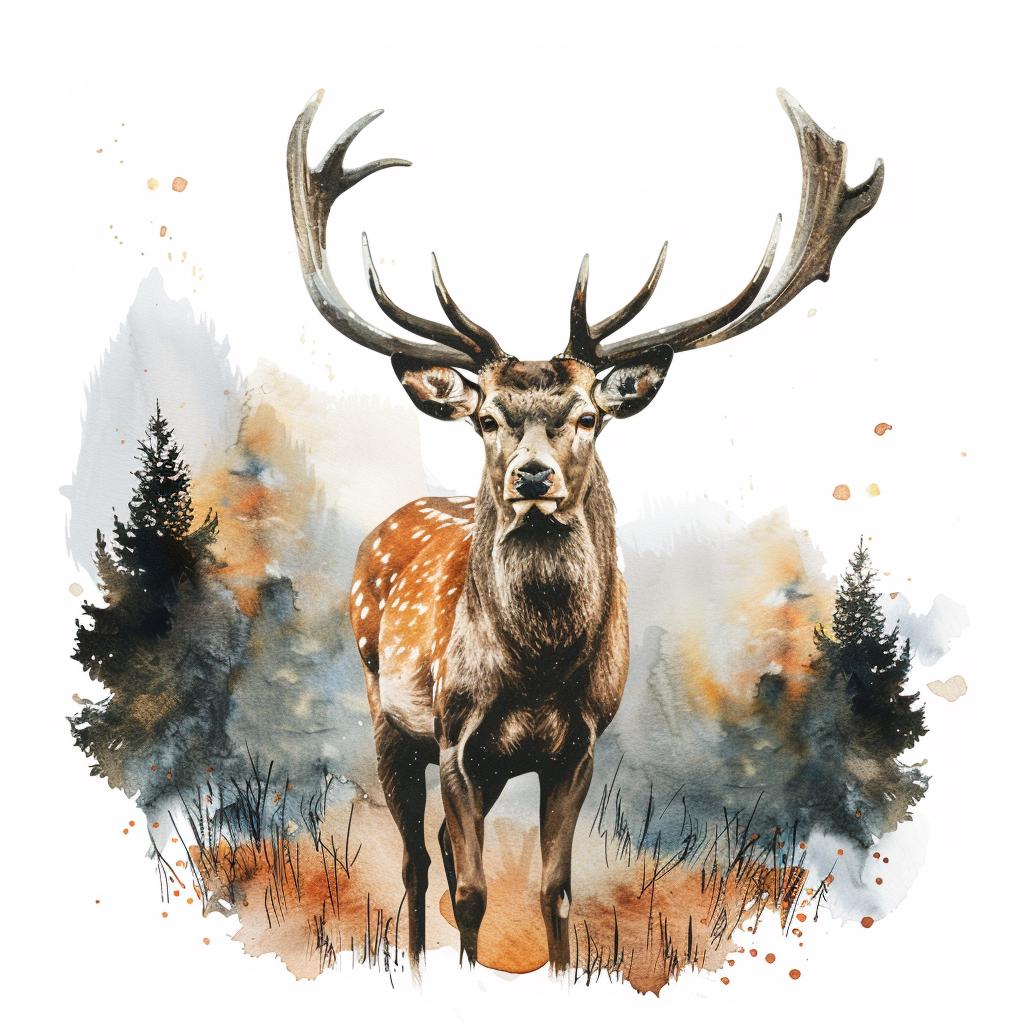 16 Red Deer Clipart, Watercolor Forest Animal Clip Art, Printable High ...