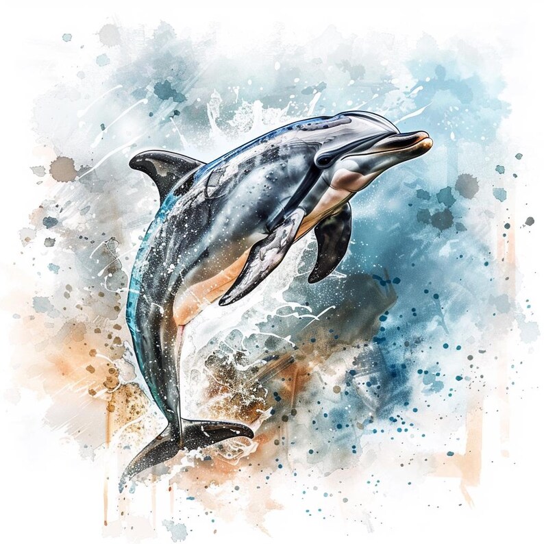 16 Dolphin Clipart, Watercolor Sea Animal Clip Art, Printable High ...