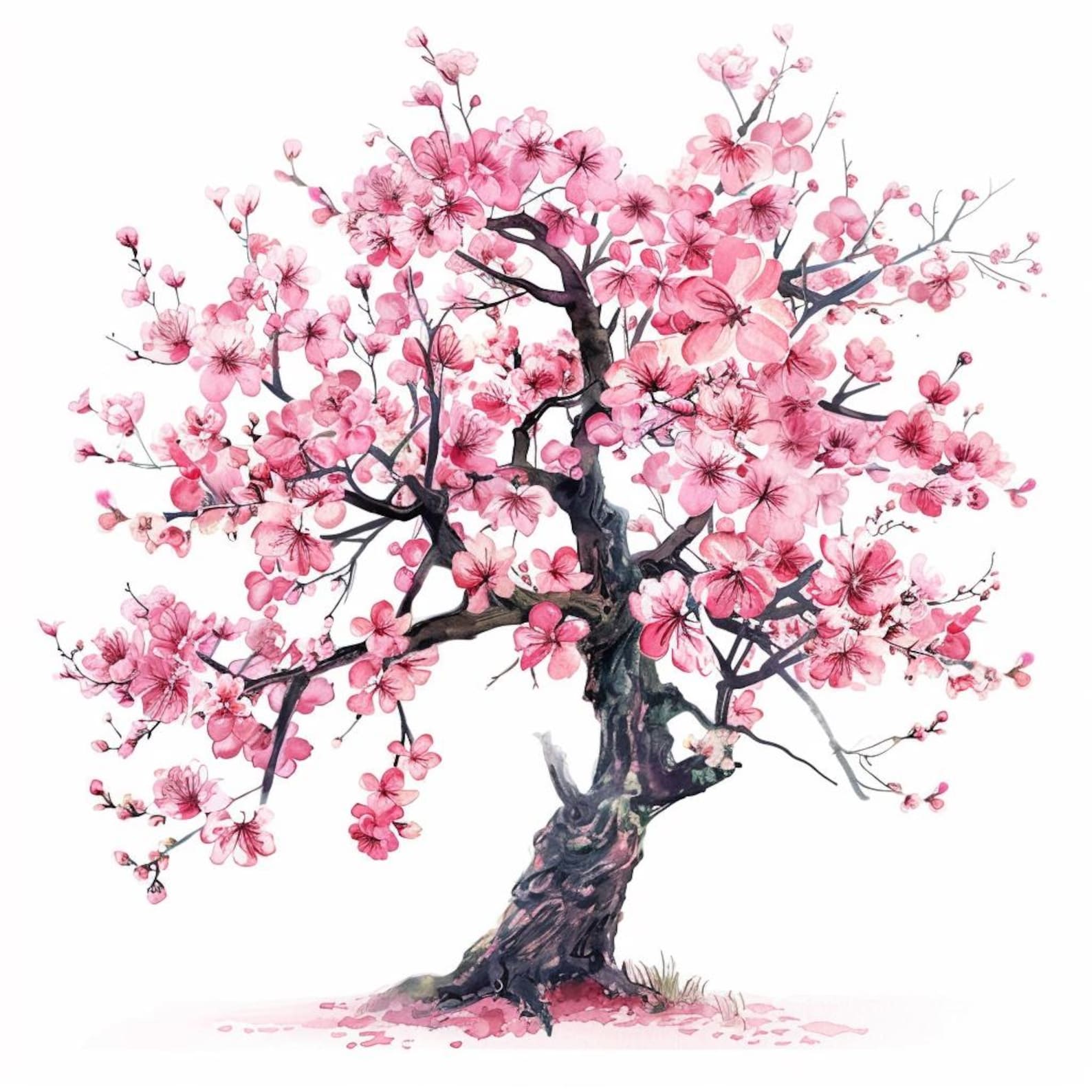 20 Cherry Blossom Tree Clipart, Watercolor Pink Tree Clip Art ...