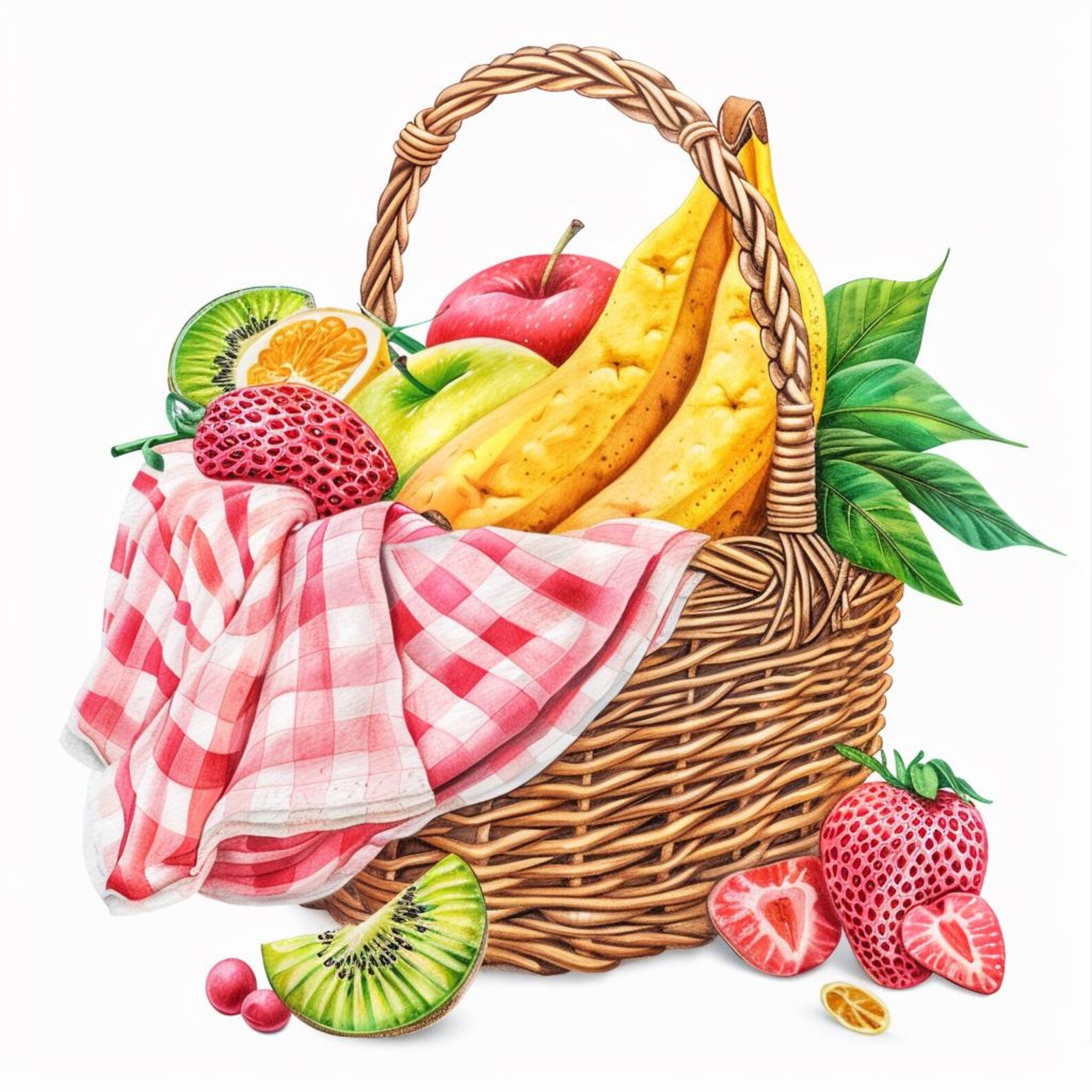 16 Picnic Basket Clipart, Watercolor Summer Picnic Clip Art, Printable ...