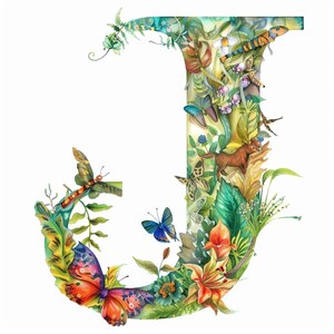 12 Jungle Letter 'J' Clipart, Watercolor Alphabet Clip Art, Printable ...