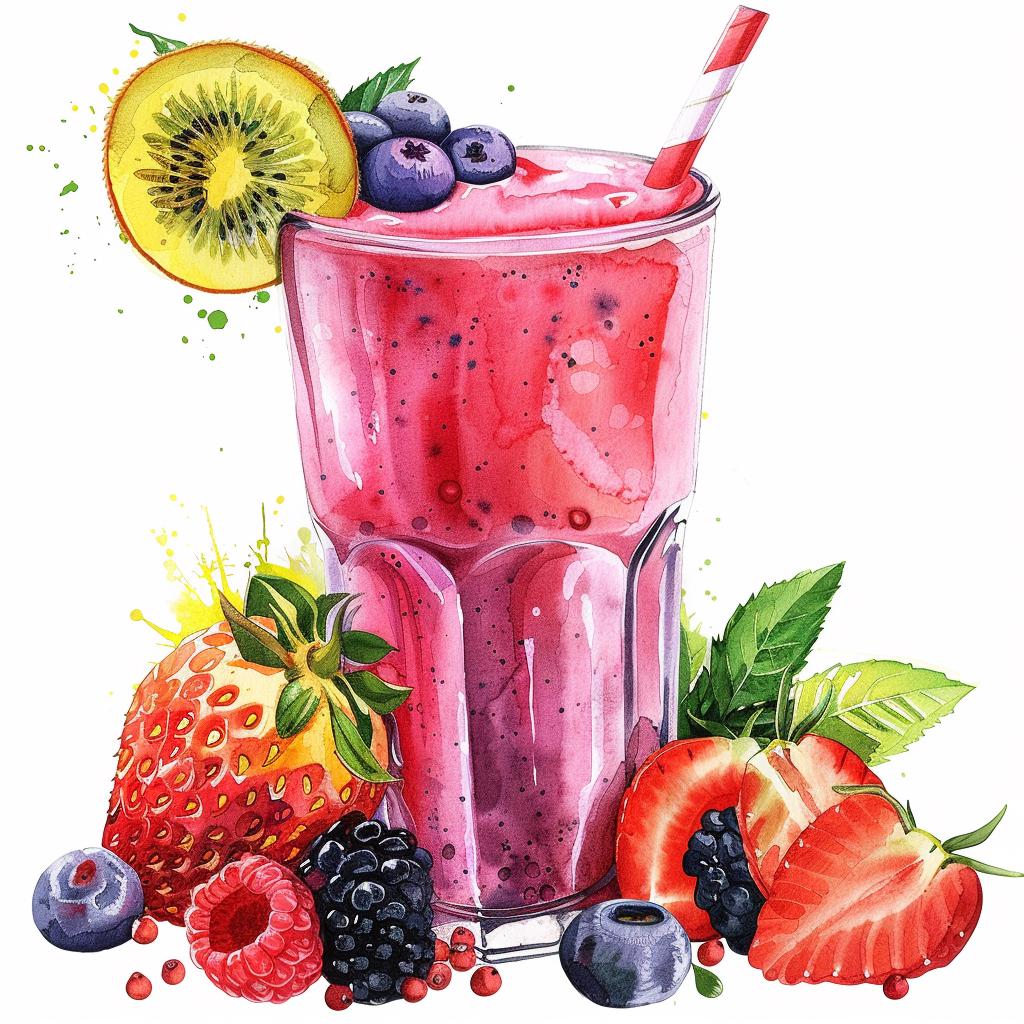 16 Fruit Smoothie Clipart, Watercolor Colorful Drink Clip Art ...