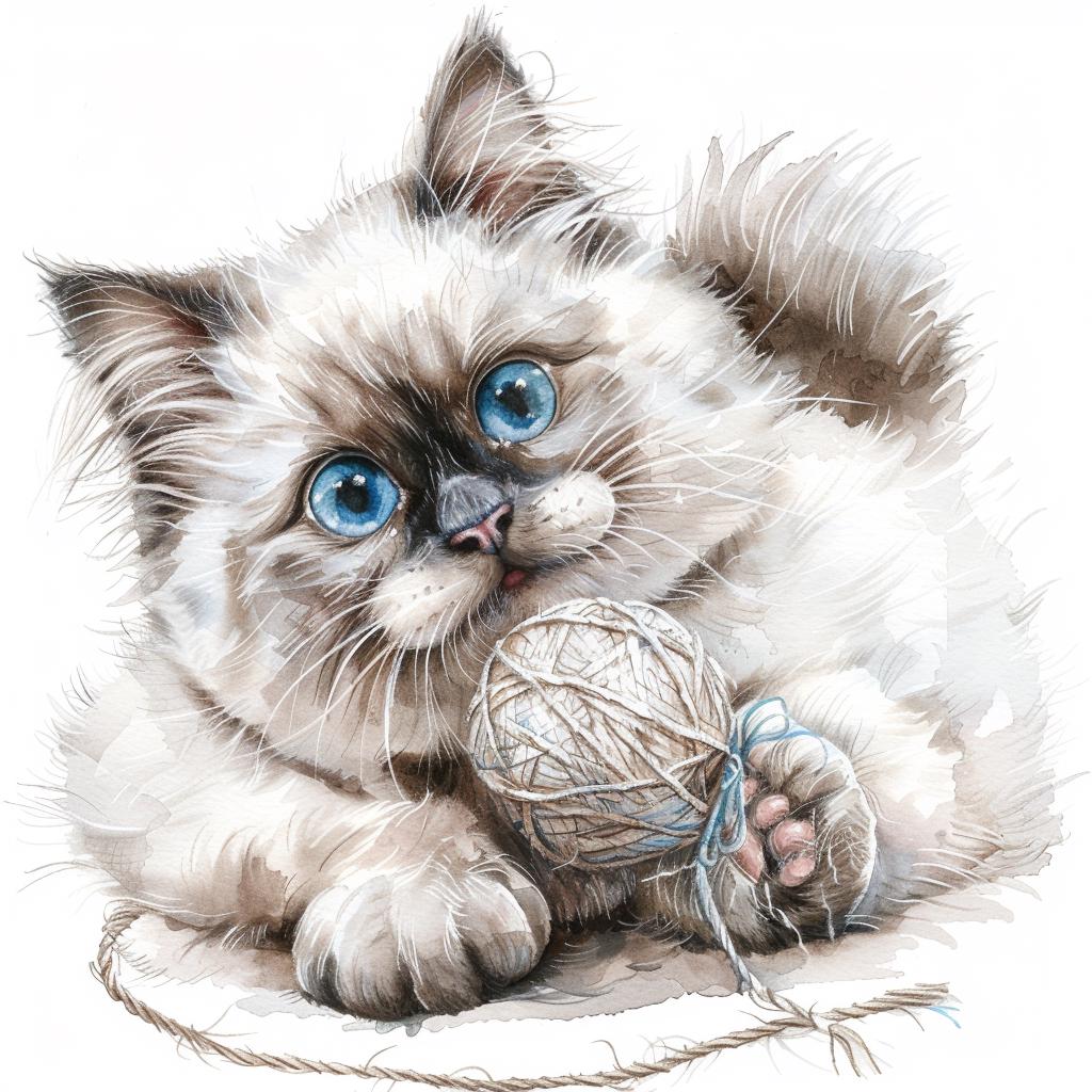 12 Kitten Playing Clipart, Watercolor Playful Cat Clip Art, Printable ...